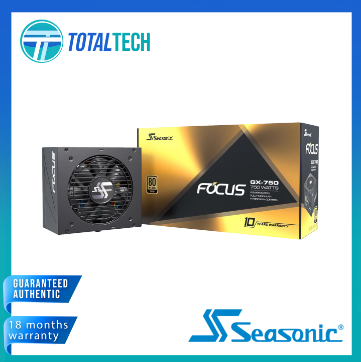 Seasonic FOCUS GX-750, 750W 80+ Gold, Full-Modular, Fan Control in Fanless, Silent, and Cooling ...