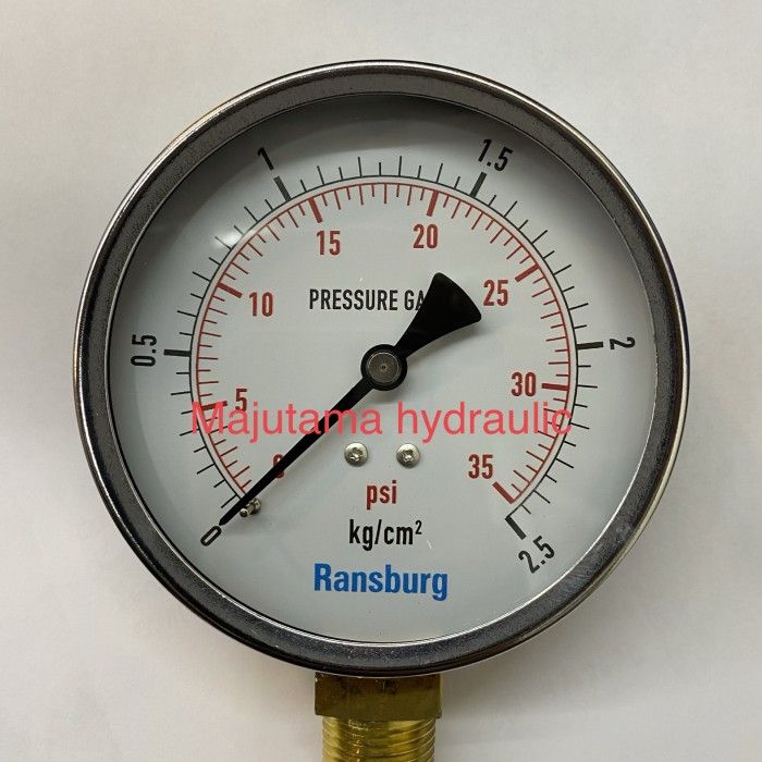 PRESSURE GAUGE//MANOMETER 4 INCH 2,5 BAR(KG/CM2)BLACK STEEL RANSBURG ...