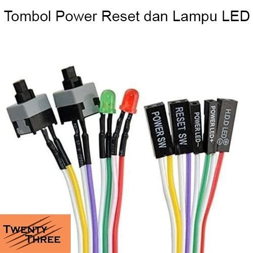 Kabel Tombol Power Reset Switch Front Panel Komputer PC Casing Case ...