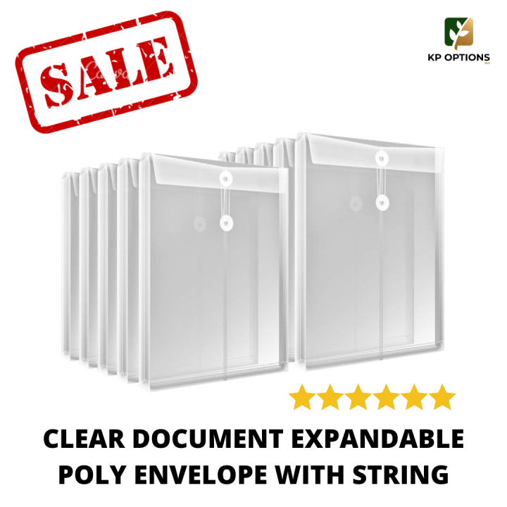 PREMIUM Clear Document Expandable Poly Envelope with String | Policy ...