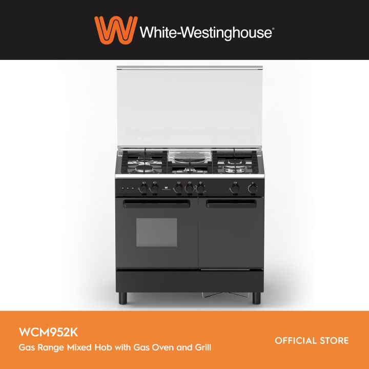 White Westinghouse WCM952K 90cm.Gas Range Mixed Hob with Gas Oven and ...