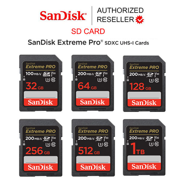 SanDisk Extreme Pro SD Card SDXC Speed R 200MBs 32 /64/128/256/512/1TB ...