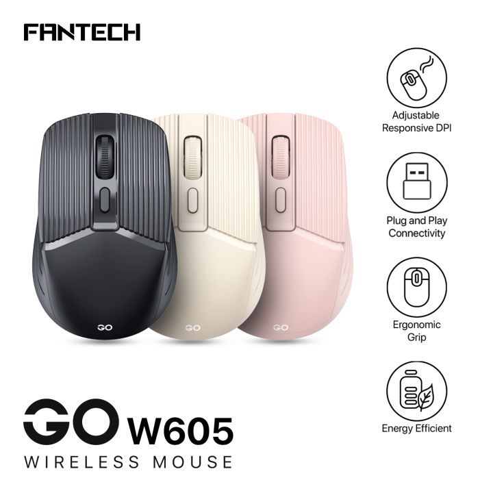 Fantech GO W605 Wireless Office Mouse Plug and Play Connectivity With Ergonomic Grip | Lazada PH