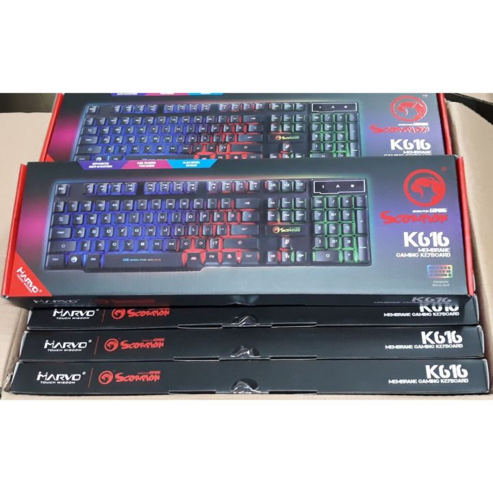 โปร++ Marvo K616 Scorpion Keyboard Gaming Rainbow Blacklight คีย์บอร์ด ...