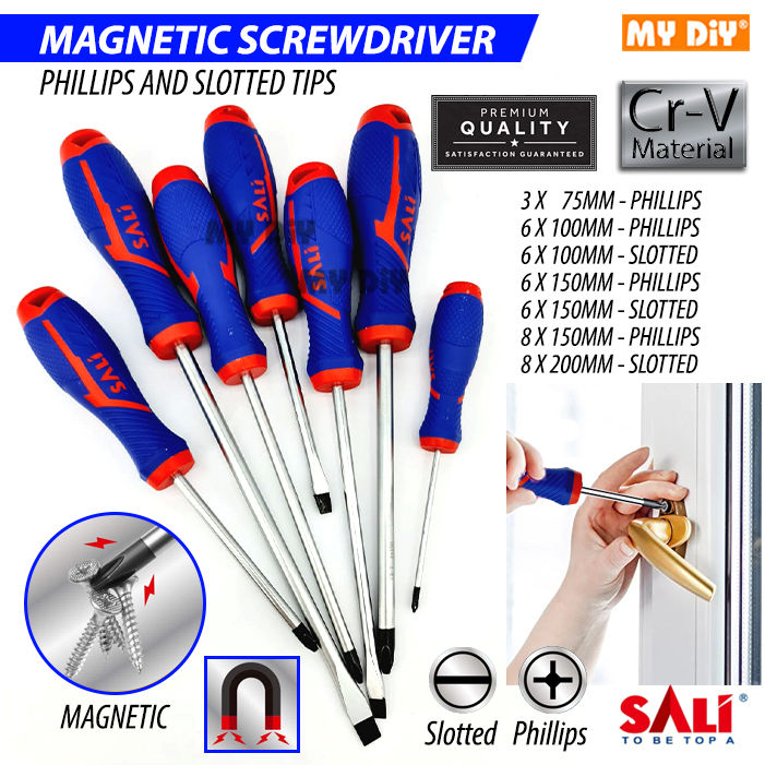 MYDIYHOMEDEPOT - SALI MAGNETIC SCREWDRIVER PHILLIPS AND SLOTTED TIPS ...