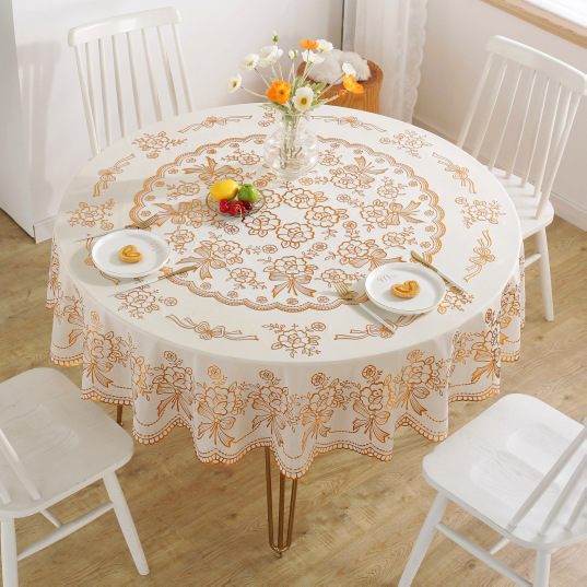 4/6/8 Seater Mantel Table Cloth Round Dining Table Cover Waterproof Oil ...