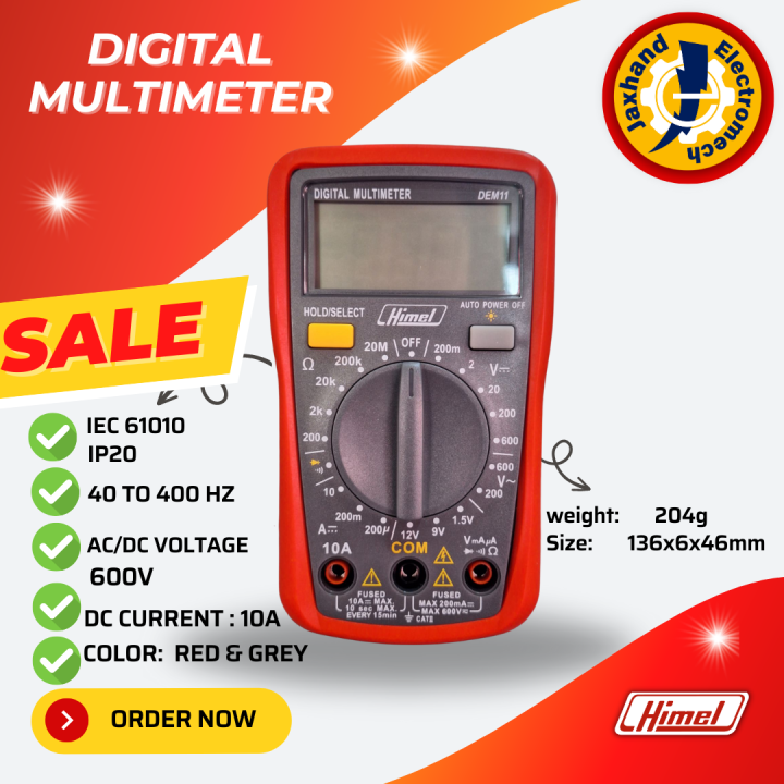 Himel Digital Multimeter Model: HHEDMM, AC/DC600V, 10A, IEC61010 Jaxhand Electromech 100% ...