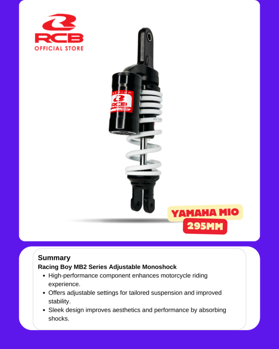 Racing boy RCB Mono Shock MB-2 Series for Yamaha Mio 295mm | Lazada PH