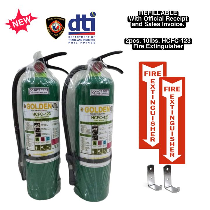 Fire Extinguisher 10 lbs. HCFC 123 Green 5 Years Expiration (Refillable ...