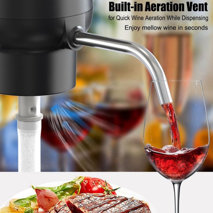 Portable Electric Wine Pourer with 2 Wine Stoppers, Portable 1-Button ...