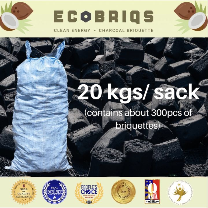COD 20kgs Sack Ecobriqs Coconut Charcoal Briquettes (280pcs) | Lazada PH