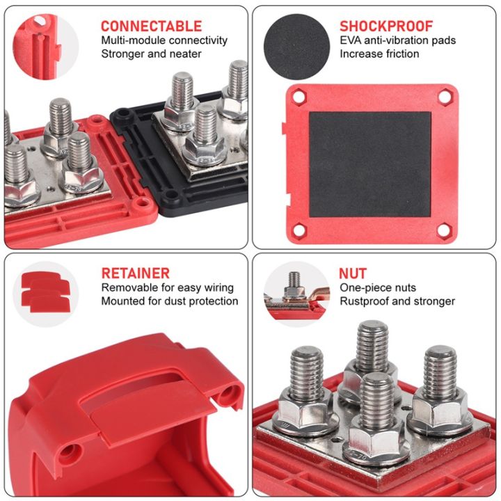 GearForge-For Auto RV Marine Truck Boat Heavy Duty 400A 48V Bus Bar Tin Plated Copper Power ...