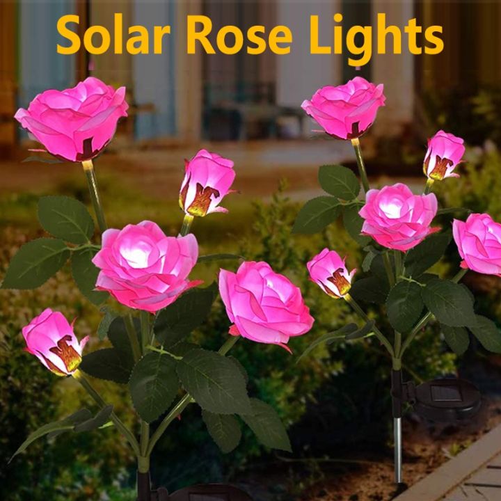 Multi-Color Solar Changing Rose Flower Lights Decorative Landscape ...