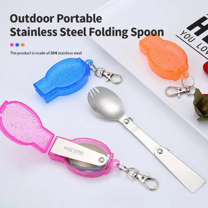 BC 304 Stainless Steel Foldable Cutlery Outdoor Three-Fold Welded Spoon ...
