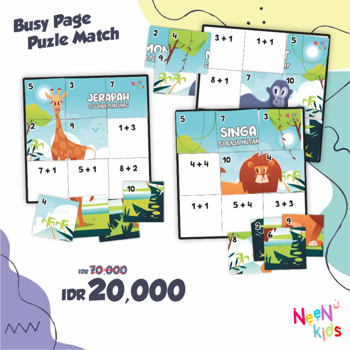 Neenkids Mainan Montessori Menempel Puzzle Edukasi Anak Paud Worksheet ...