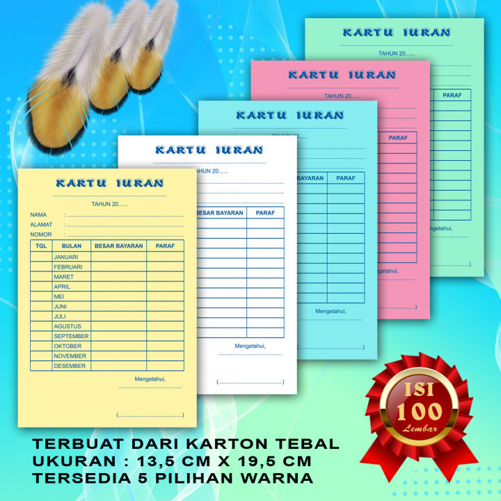 KARTU IURAN WARGA (ISI 100 LEMBAR), KARTU IURAN KEAMANAN, KARTU IURAN RT CUSTOM | Lazada Indonesia