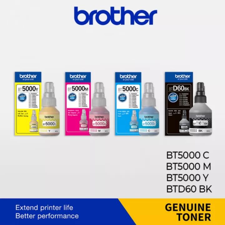 ORIGINAL Brother BTD60BK + BT5000 CYAN MAGENTA YELLOW Ink Set BTD60 ...