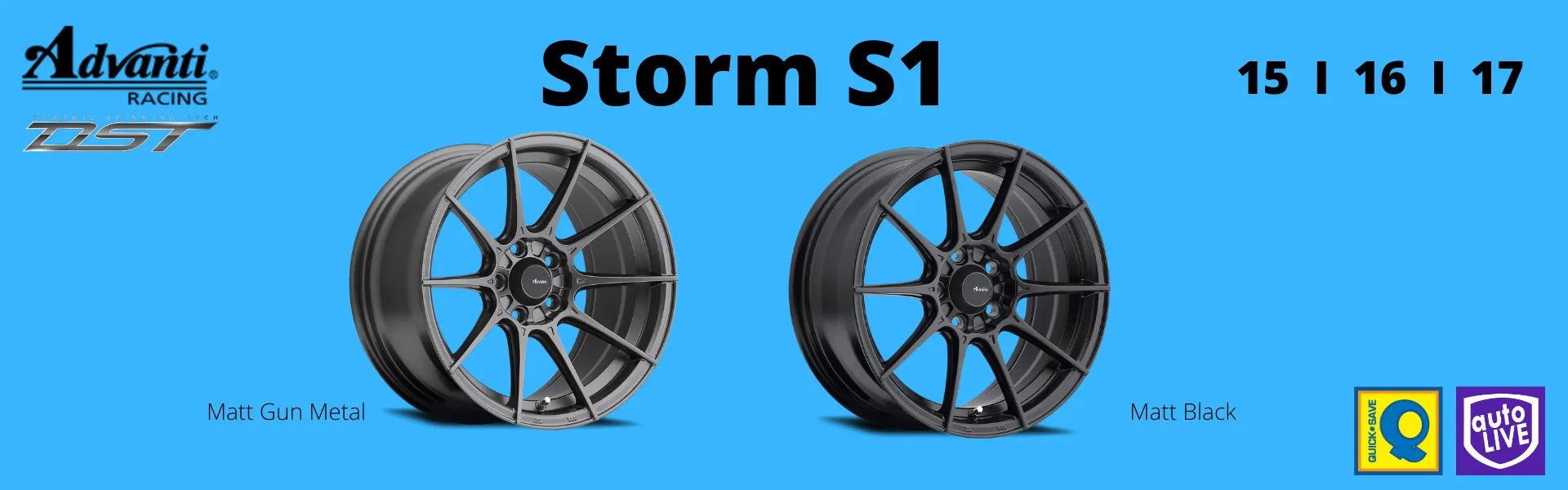 Advanti DST Storm S1 15 PCD100 H4 (Matt Black) | Lazada
