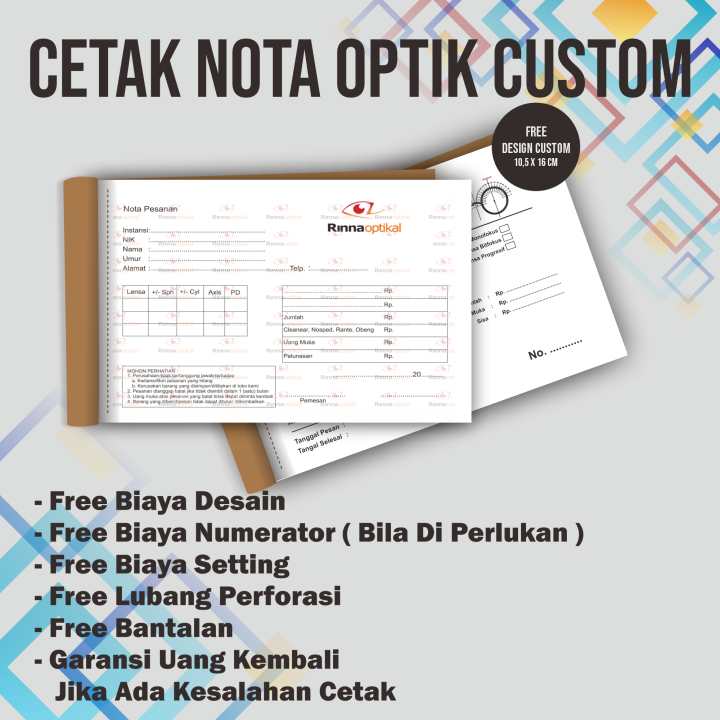 NOTA OPTIK CUSTOM - 1 PLAY - 2 PLAY - KWITANSI DLL | Lazada Indonesia