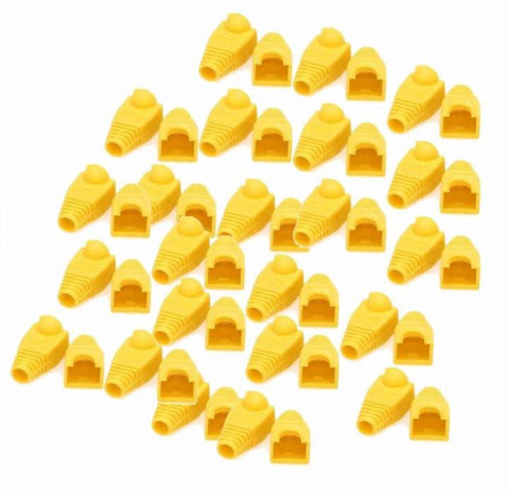 (100pcs) Yellow Rj45 rubberboots rubber boots plug boots caps for Cat5e ...