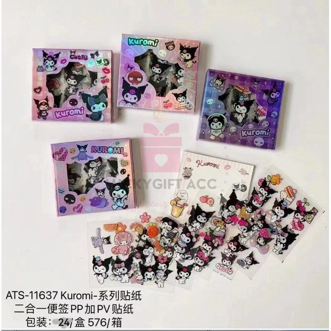 STIKER + MEMO DIARY MINI BOOK STIKER 2D / 2 IN 1 STICKER AESTHETIC MOTIF KARTUN SANRIO KUROMI ...