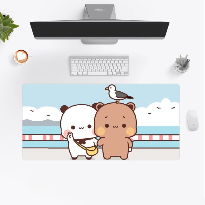 Panda Bear Hug Bubu Dudu Gaming Mouse Pad Keyboard Desk Mat Mochi Mochi ...