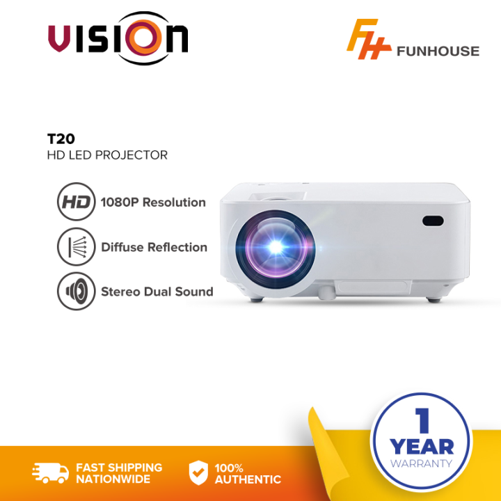 VISION T20 HD Led Projector Support 1080p, HDMI USB Portable Cinema ...