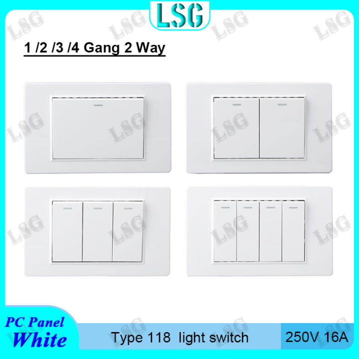 Loại 118mm tinh khiết Trắng bản lớn 250V 16A 1/2/3/4 gang 2 way Hộ Gia ...