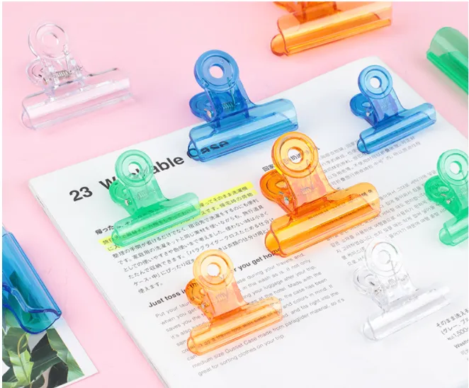 (31/38/50/63mm) Transparent Colorful Plastic Paper Clip Food Chip Bag ...