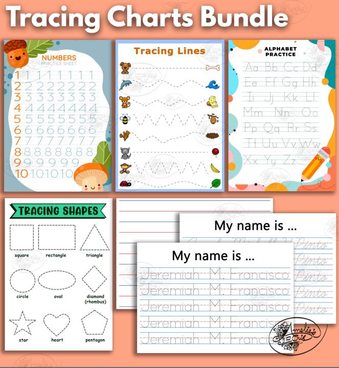 Tracing Lines, Shapes, Alphabet, Letters, Numbers, Pad Paper, Cursive ...