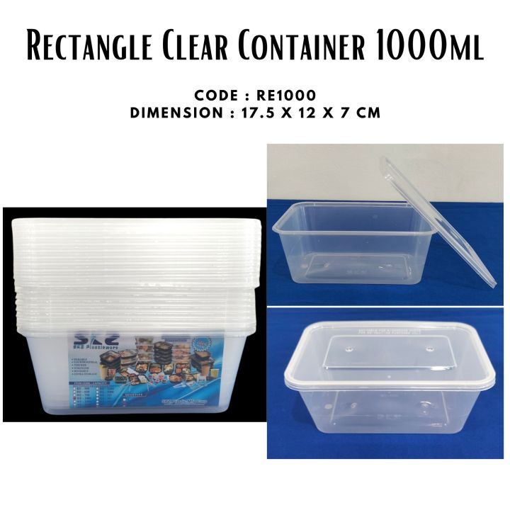 RECTANGLE CLEAR CONTAINER 1000ML/TUPPERWARE PLASTIC FOOD CONTAINER FOOD ...