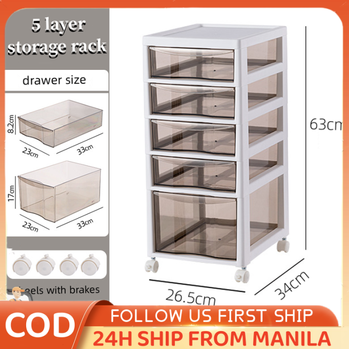 5 Layer Drawer Organize Rack With Wheel Multi Layer Office Storage