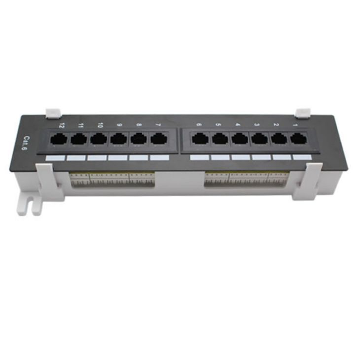 RJ45 12 Port CAT6 Patch Panel Networking Wall Mount Rack with Wall ...