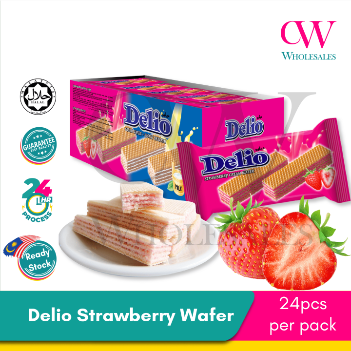 Delio Strawberry Cream Wafer (16g x 24pcs / 12pcs) | Halal | Ready ...