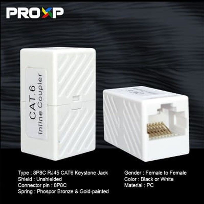 PROXP Cat 6 Inline Coupler Barel Connector RJ45 1-1 Sambungan Kabel LAN ...