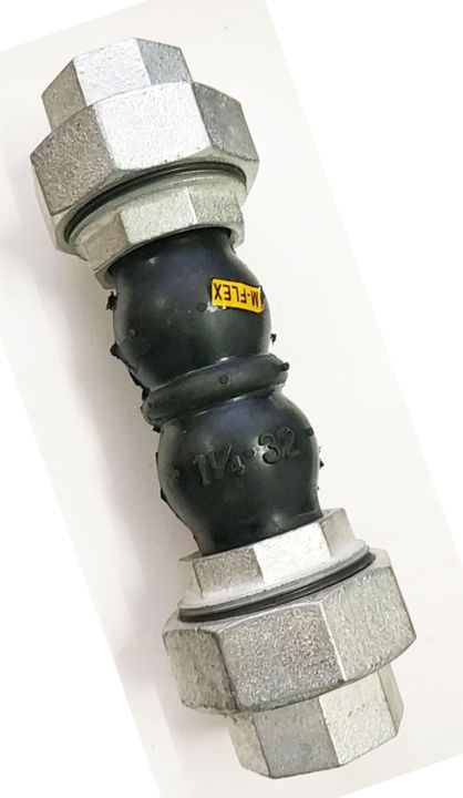RUBBER BELLOW DOUBLE FLEX CONNECTOR 1-1/4" THREADED EXPANSION FLEXIBLE ...