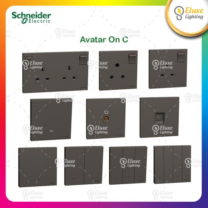 SCHNEIDER AVATARON C SERIES DARK GREY SWITCHES & SOCKETS [FULL RANGE ...