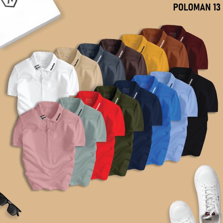 Áo Polo POLOMAN 13 nam nhiều màu cổ bẻ BASIC CVC vải cá sấu co dãn thanh lịch | Lazada.vn