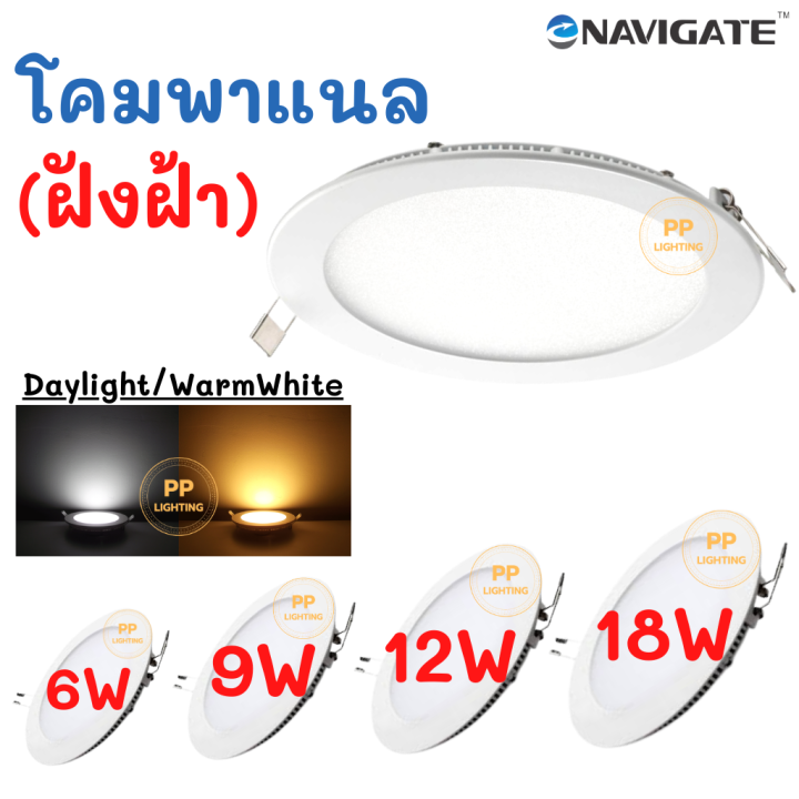 Navigate โคมพาแนล LED (กลม/ฝังฝ้า) | Lazada.co.th