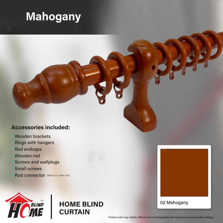 ANKARA Wooden Curtain Rod / Kayu Langsir / Full Set Accesories / Free ...