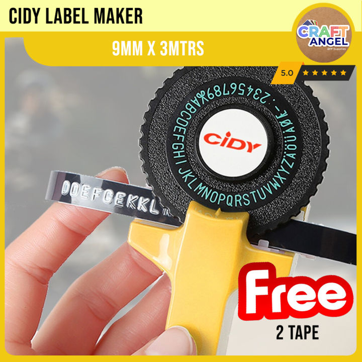 Label Maker CIDY with 2 TAPES (9mm x 3mtrs) Manual Typewriter Tape ...