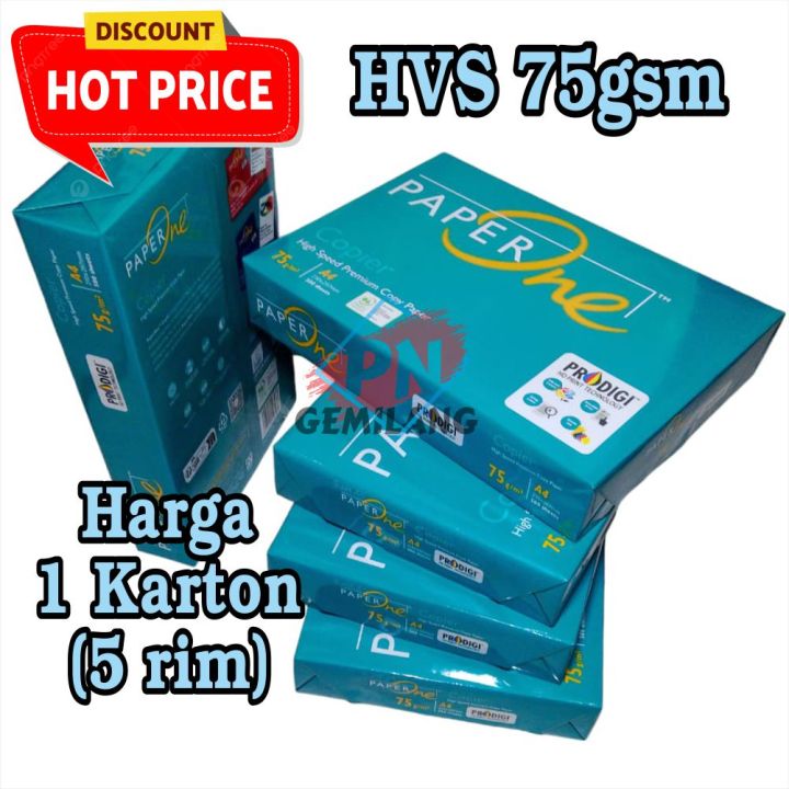 PROMO KERTAS HVS 75gr PaperOne ORIGINAL Kertas A4 75gr Kertas HVS 1 KARTON isi 5 RIM | Lazada ...