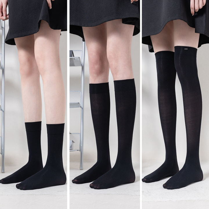 JK Over Knee Socks Women Basic Classic Versatile Black White Long and ...