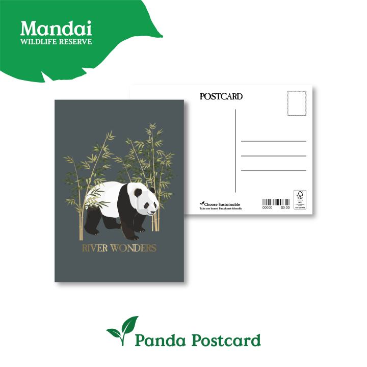Panda Art Print Postcard Red Panda Elephant Giraffe White Tiger Mandai ...