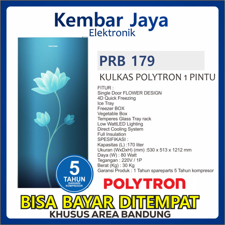 Polytron Kulkas 1 Pintu PRB 179 R/B Kapasitas 170 Liter GARANSI RESMI ...