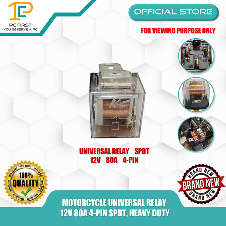 PC FIRST MOTORCYCLE UNIVERSAL RELAY 12V 80A 4-PIN SPDT, HEAVY DUTY ...