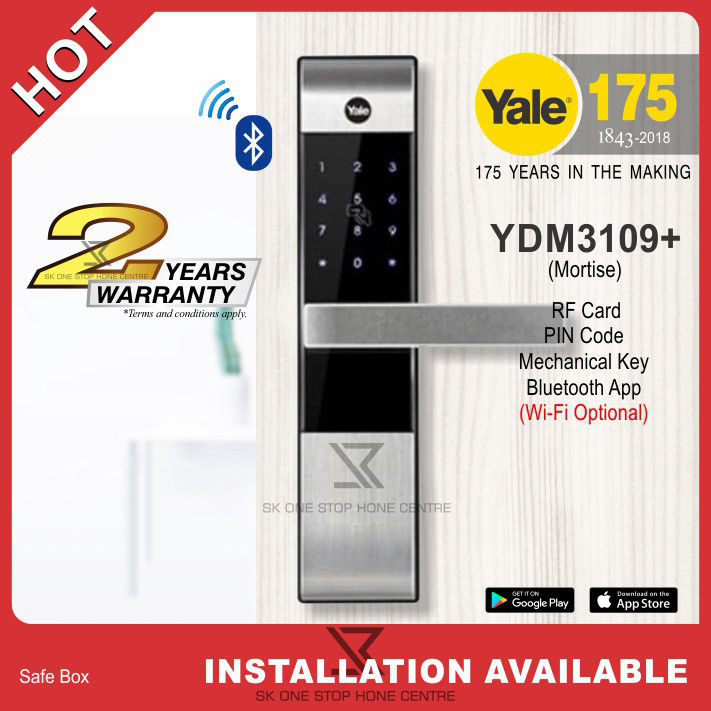 YALE YDM3109+ Smart Bluetooth App pin key Digital Door Lock YDM 3109+ (Free Sensor Dust bin or ...