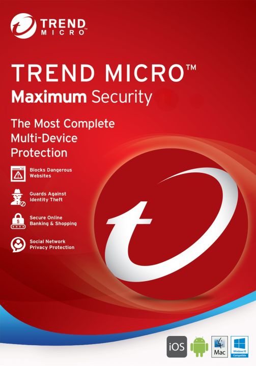 Trend Micro Maximum Security 2025 - 3 Years 3 PC Device Download Windows 7 8 10 11 Pro Mac IOS ...