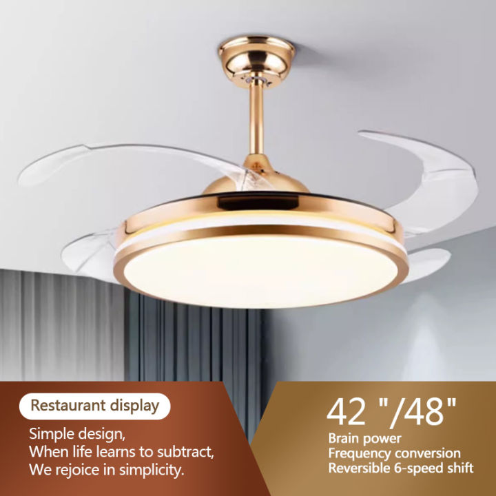 Smart Retractable Fan Blade Pendant Lights Ceiling Light with Remote ...