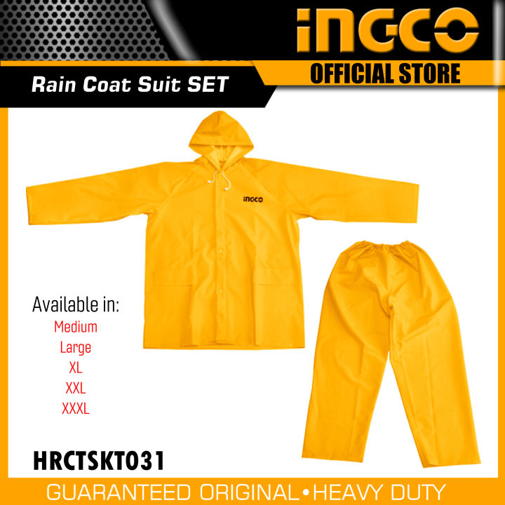 INGCO HRCTSKT031 Rain Coat Suit Set With Zipper And 2 Pockets On The ...